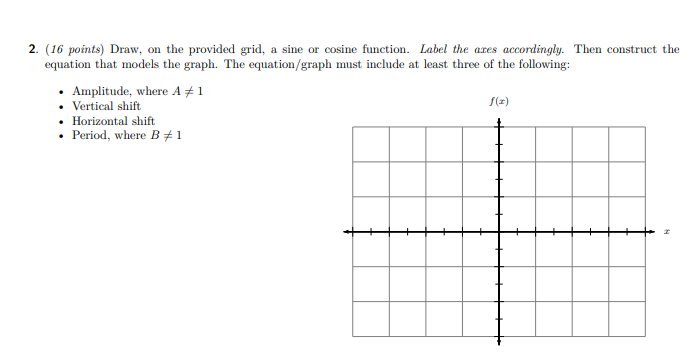 Solved 2. (16 points) Draw, on the provided grid, a sine or | Chegg.com