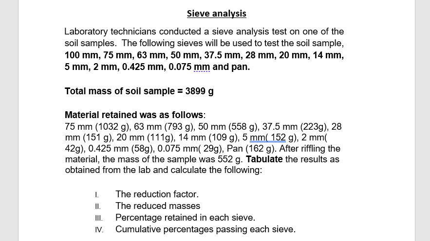Solved Sieve analysis Laboratory technicians conducted a | Chegg.com
