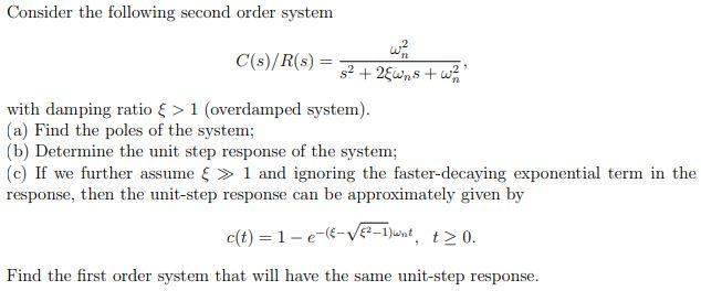 Solved Consider the following second order system w | Chegg.com