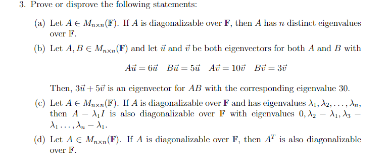 Solved Prove or disprove the following statements: (a) Let | Chegg.com