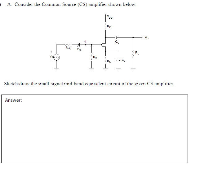 Solved A. Consider the Common-Source (CS) amplifier shown | Chegg.com