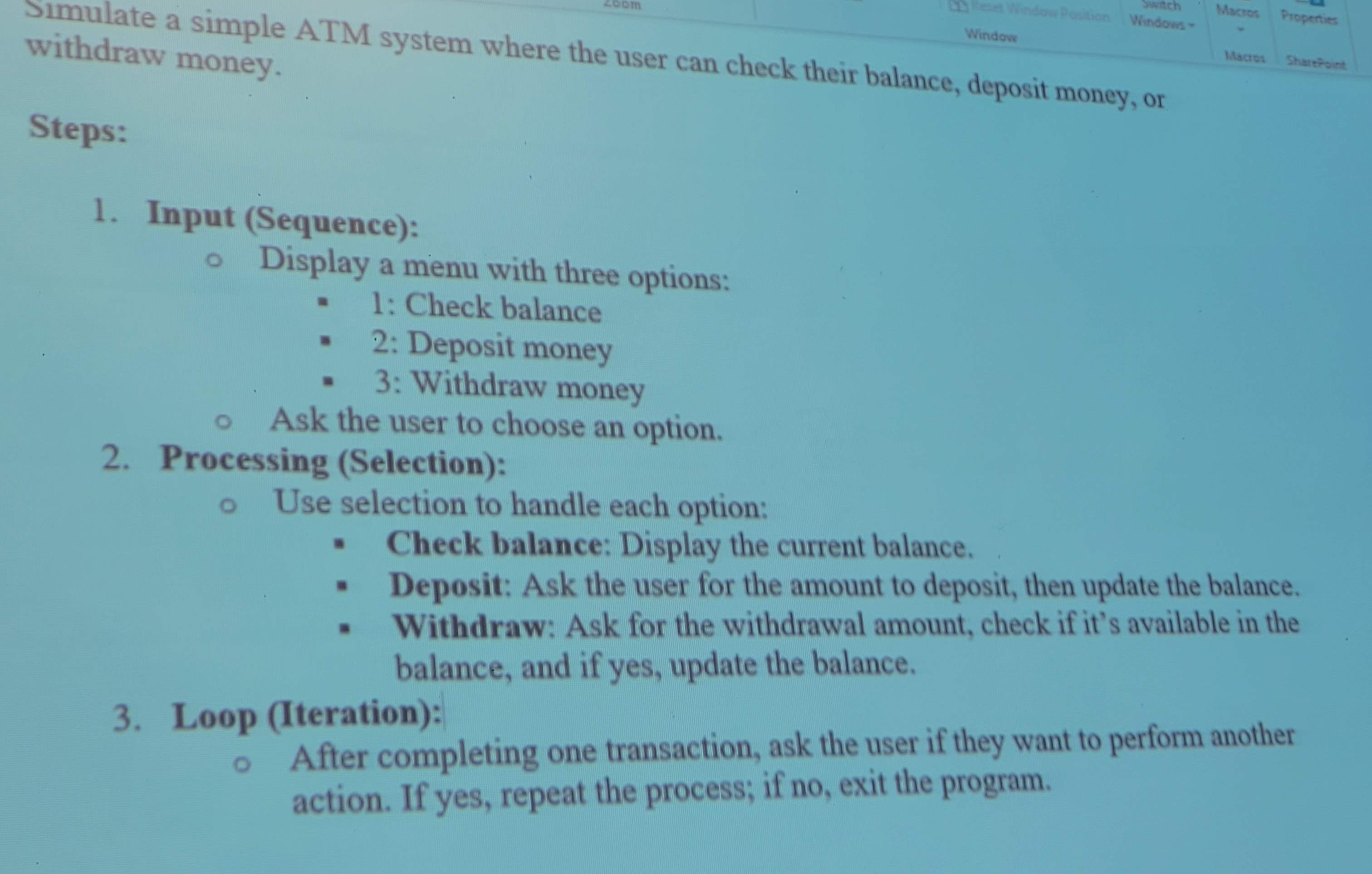 Solved Simulate a simple ATM system, using C++, ﻿where the | Chegg.com
