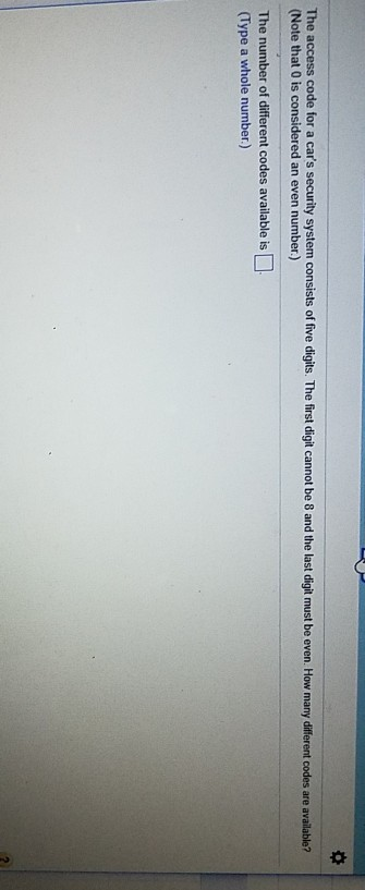 Solved The access code for a cars security system consists | Chegg.com