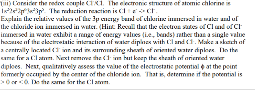 1. The reduction-oxidation (redox) couples of H/Hand | Chegg.com