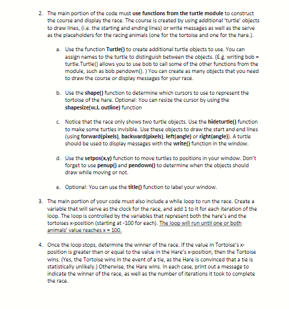 Need this answered on python using the turtle module. | Chegg.com