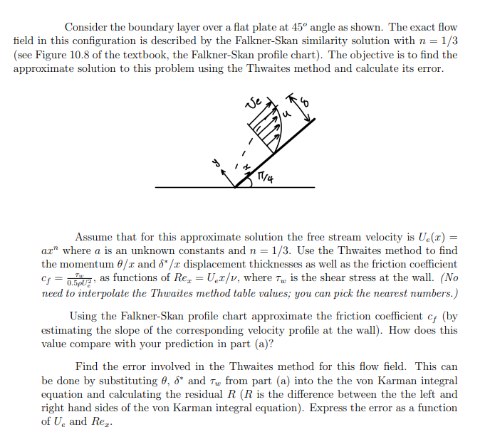 Solved Consider the boundary layer over a flat plate at 45∘ | Chegg.com