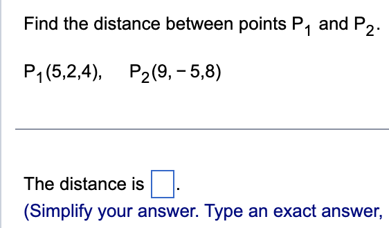 Solved Find the distance between points P1 and P2. | Chegg.com