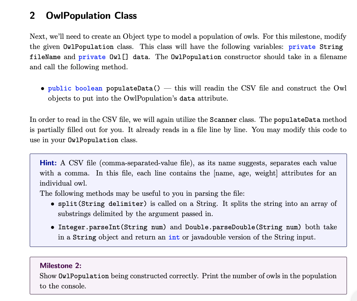 Solved Analyzing Owl Dataset 1 Owl Class One of the tracks | Chegg.com