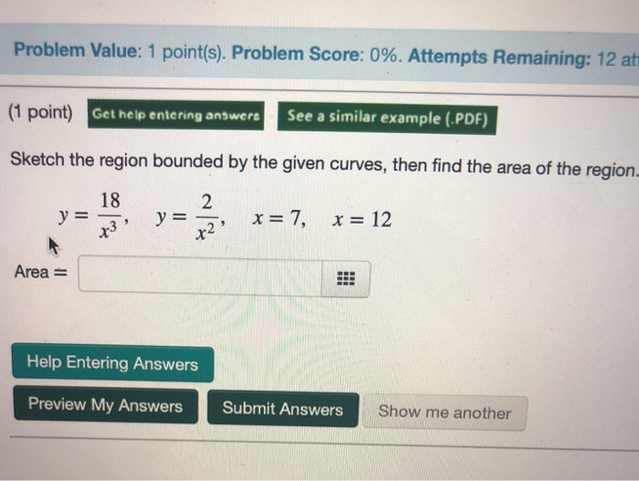 Solved Hw29 5.1 Area between curves: Problem 6 Problem | Chegg.com
