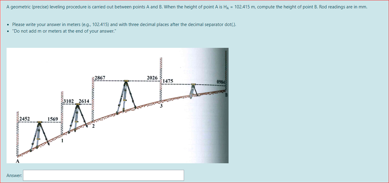 Solved A geometric (precise) leveling procedure is carried | Chegg.com