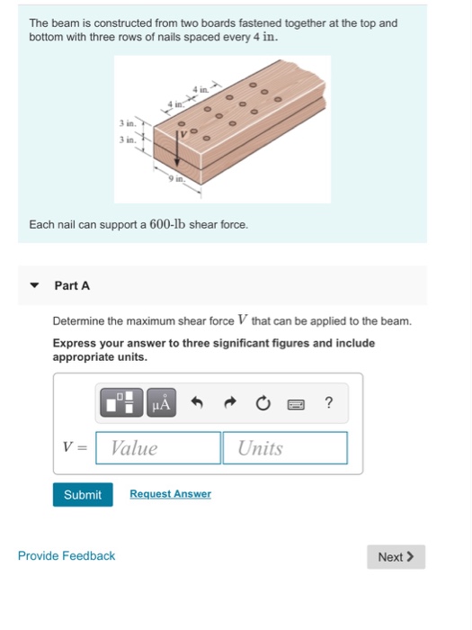 Solved The beam is constructed from two boards fastened | Chegg.com