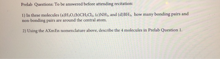 Solved Prelab Questions: To be answered before attending | Chegg.com
