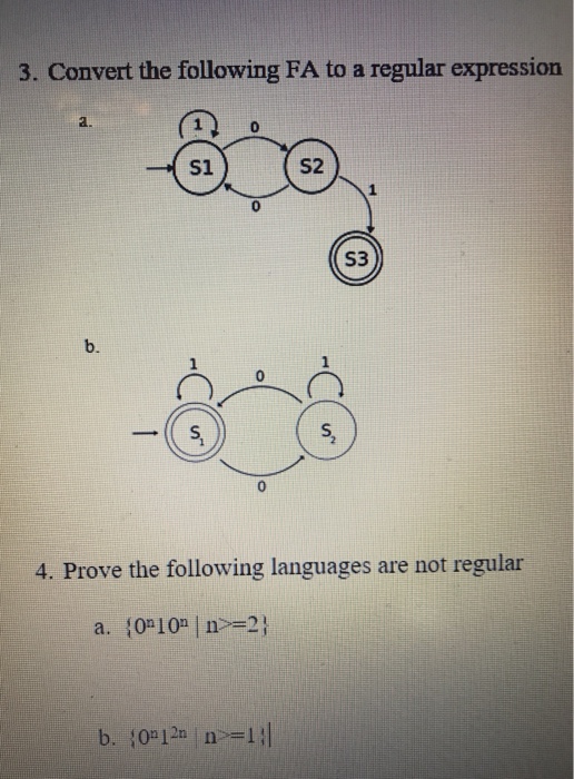 Solved 3. Convert the following FA to a regular expression 2 | Chegg.com
