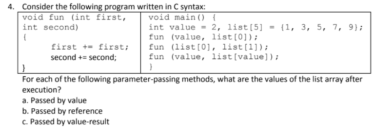 Solved 4 Consider The Following Program Written In C