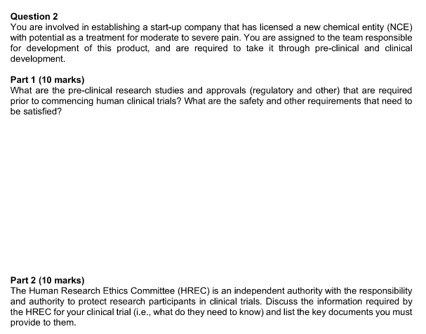 Solved Question 2 You are involved in establishing a | Chegg.com
