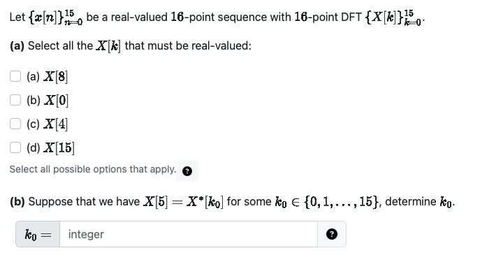 Solved Let {x[n]}n=015 be ﻿a real-valued 16 -point sequence | Chegg.com