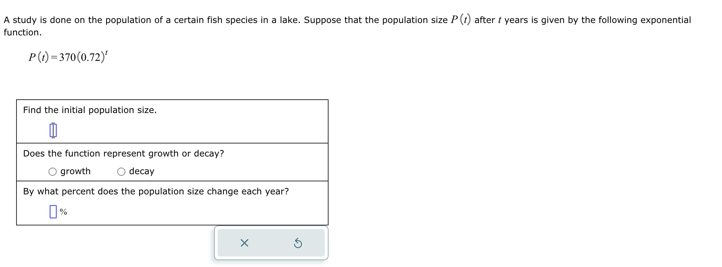 Solved A study is done on the population of a certain fish | Chegg.com