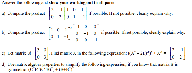 Solved Answer the following and show your working out in all | Chegg.com