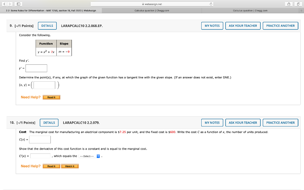 Solved webassign.net 22: Some Rules for differentiat on - | Chegg.com