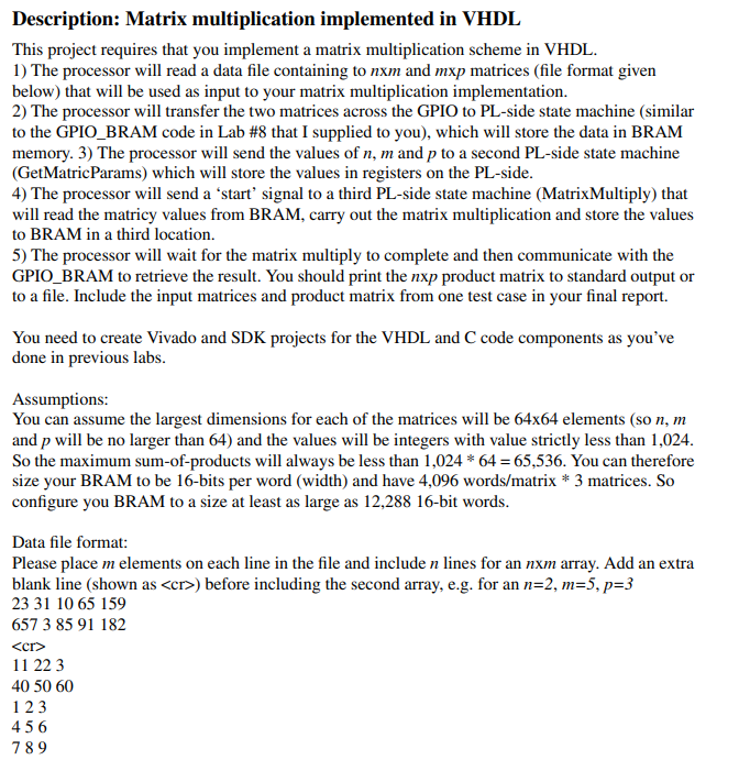 Description: Matrix multiplication implemented in | Chegg.com