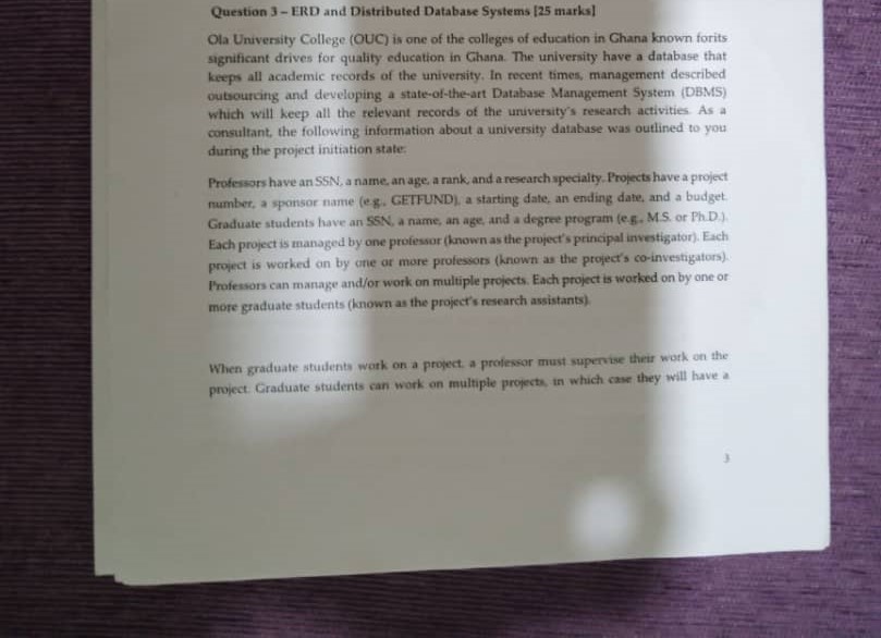 Solved Question 3-ERD and Distributed Database Systems [25 | Chegg.com
