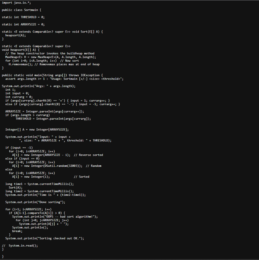 Solved MergeSort.java I modified the "SortMain.java" in | Chegg.com