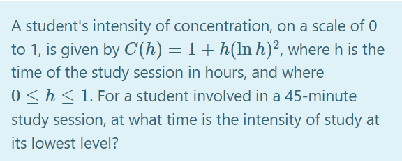 Solved A student's intensity of concentration, on a scale of | Chegg.com