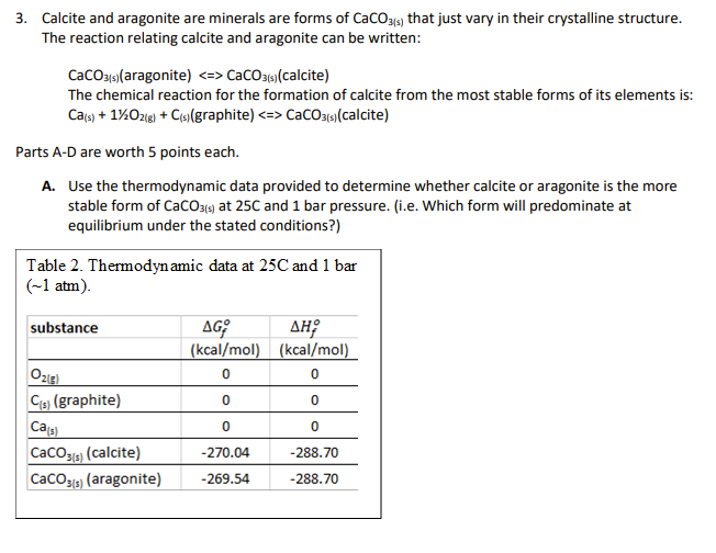 Solved 3. Calcite and aragonite are minerals are forms of | Chegg.com