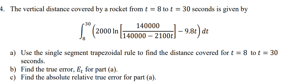 Solved The vertical distance covered by a rocket from t=8 to | Chegg.com