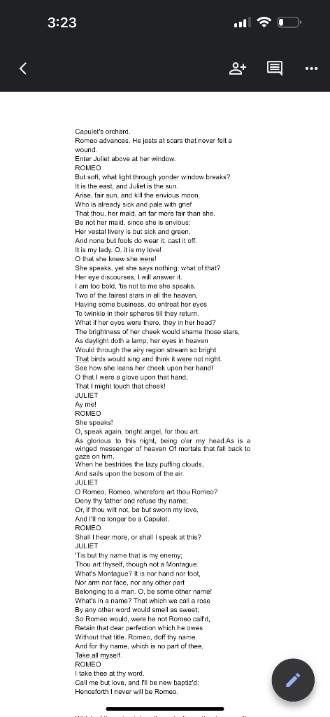 Capulet's orchard. Romeo advances. He jests at scars | Chegg.com