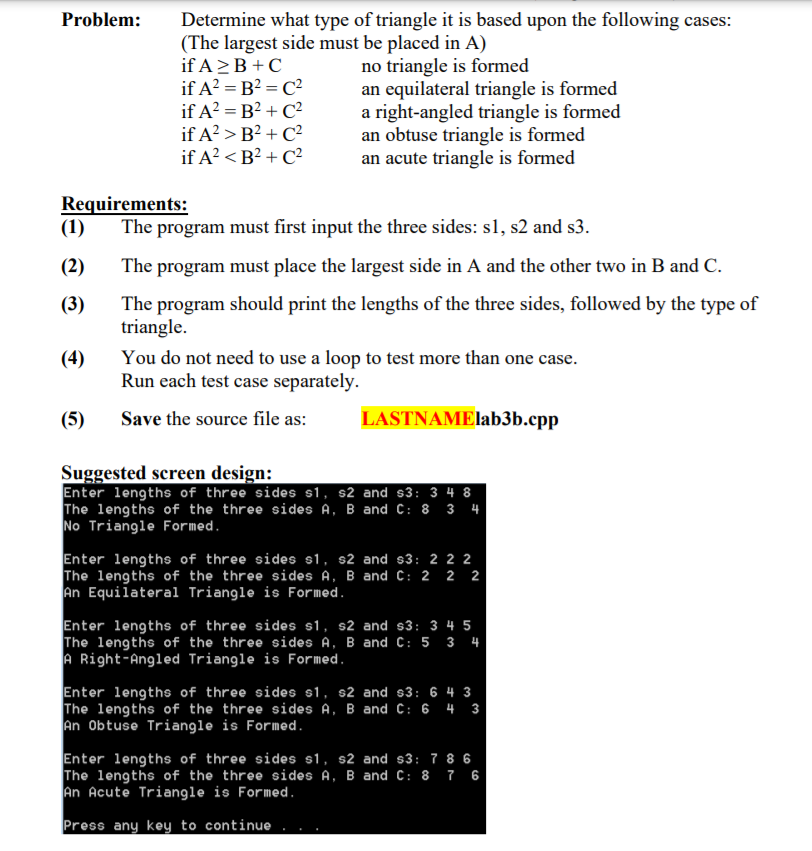 Solved Problem: Determine what type of triangle it is based | Chegg.com