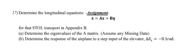 17) Determine the longitudinal equations: | Chegg.com