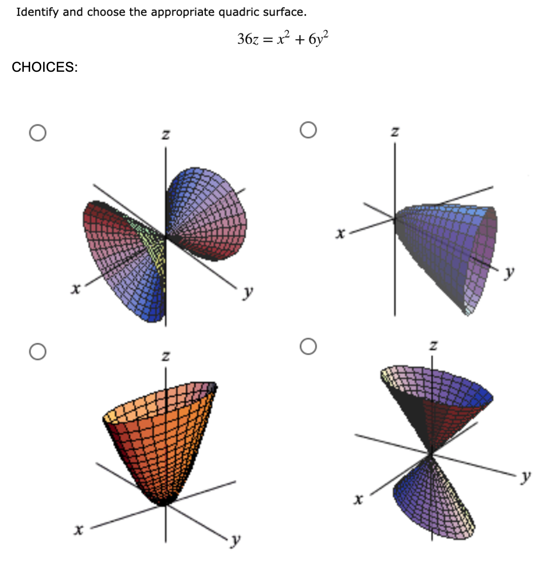 Solved Identify and choose the appropriate quadric surface. | Chegg.com