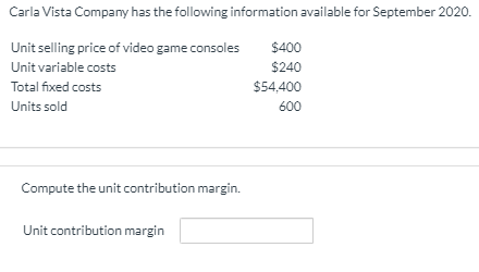Solved Carla Vista Company has the following information | Chegg.com