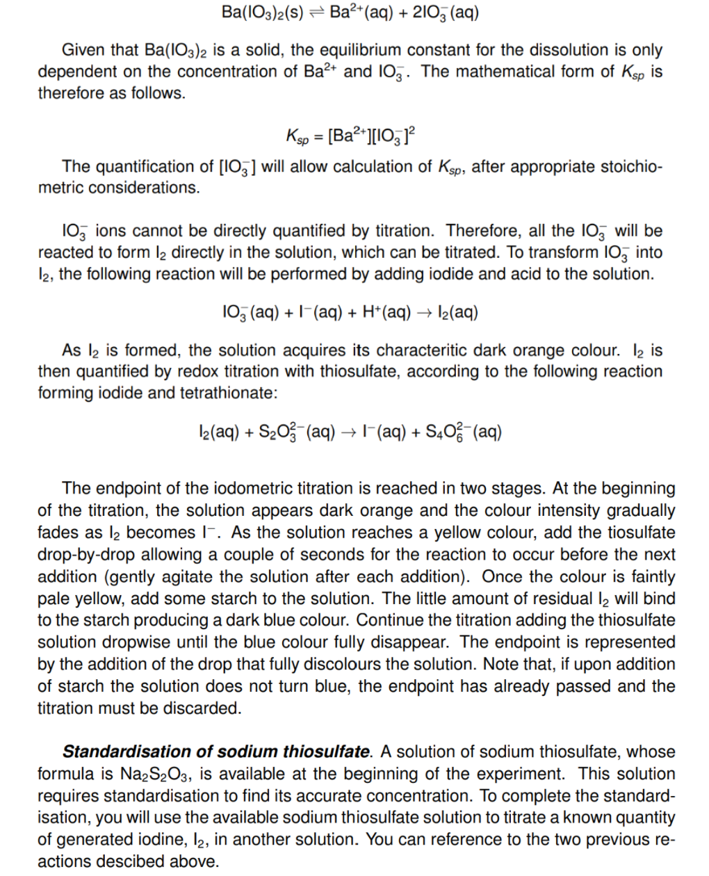 Solved 2.5 Experiment 5: the solubility product of Ba(IO3)2 | Chegg.com