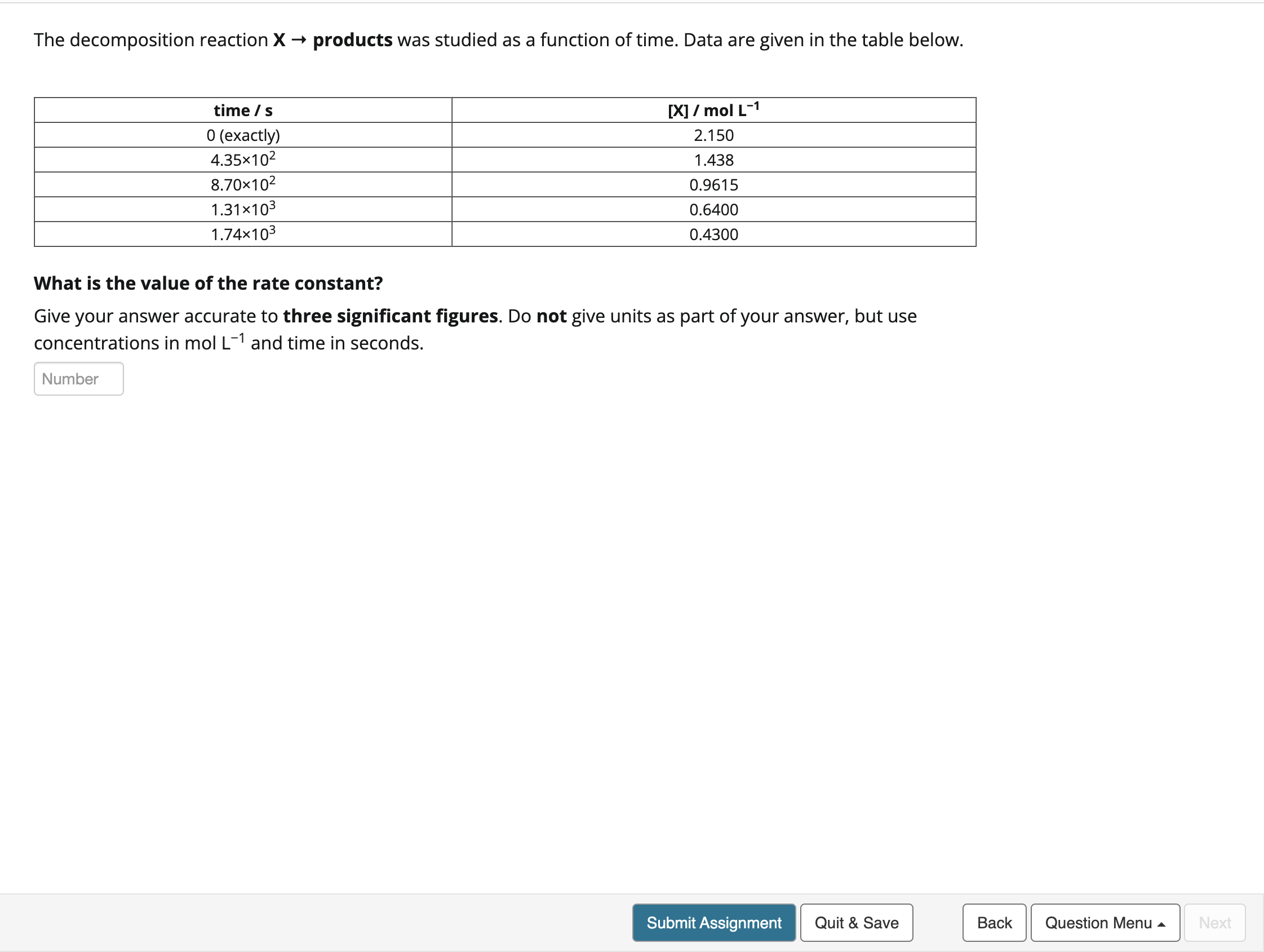 Solved The decomposition reaction x→ ﻿products was studied | Chegg.com
