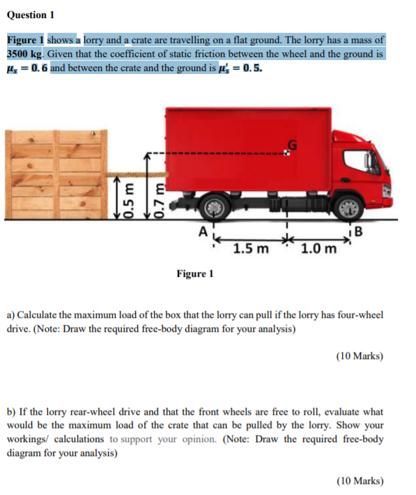 Solved Question 1 Figure 1 shows a lorry and a crate are | Chegg.com
