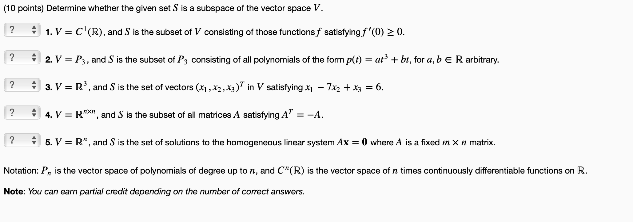 Solved (10 points) Determine whether the given set S is a | Chegg.com