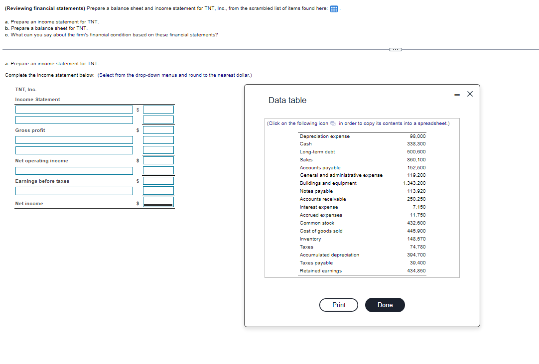 Solved (Reviewing financial statements) ﻿Prepare a balance | Chegg.com