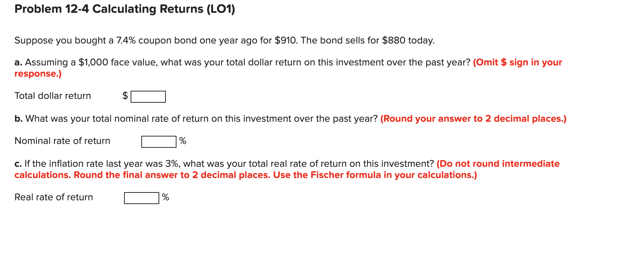 Solved Problem 12-4 Calculating Returns (LO1) Suppose you | Chegg.com Solved Problem 12-4 Calculating Returns (LO1) Suppose you | Chegg.com