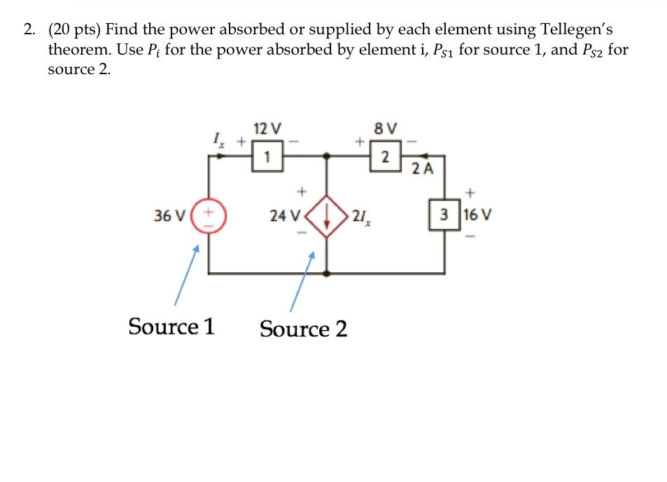 Solved 2. (20 pts) Find the power absorbed or supplied by | Chegg.com