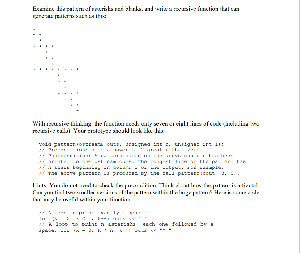 Solved Examine this pattern of asterisks and blanks, and | Chegg.com