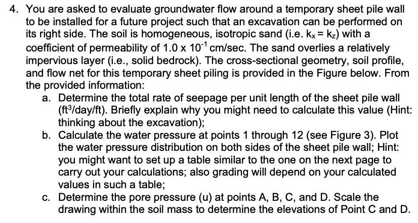 Solved 4 You Are Asked To Evaluate Groundwater Flow Around 