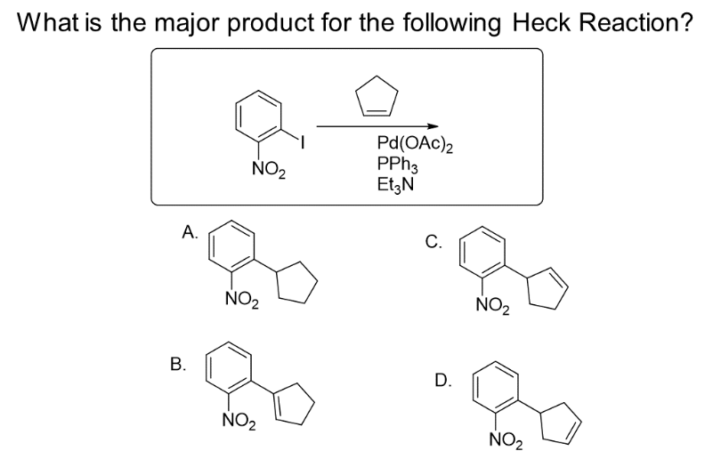 Solved What is the major product for the following Heck | Chegg.com