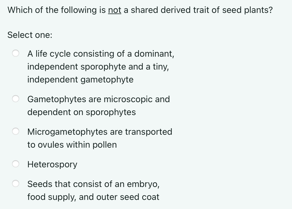 Solved Which of the following is not a shared derived trait | Chegg.com
