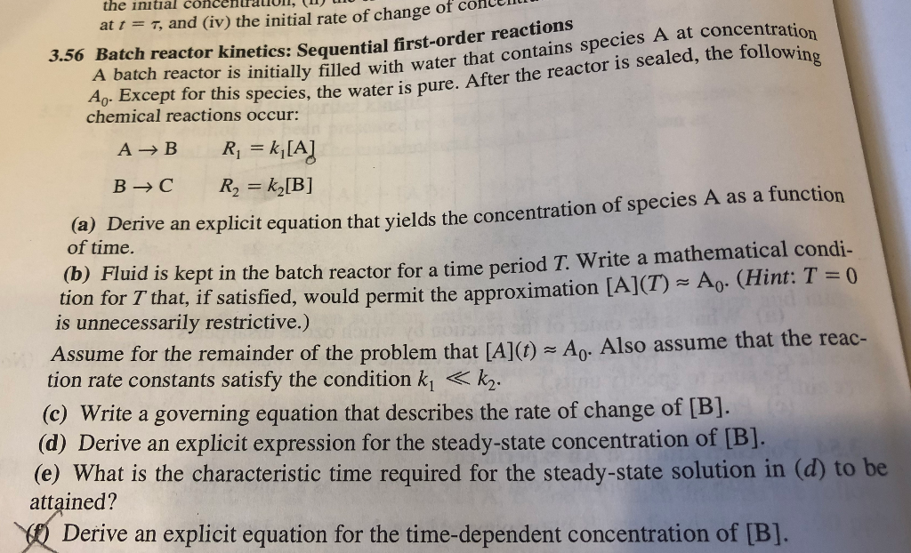 Solved S: Sequential first-order reactions the following es, | Chegg.com Solved S: Sequential first-order reactions the following es, | Chegg.com
