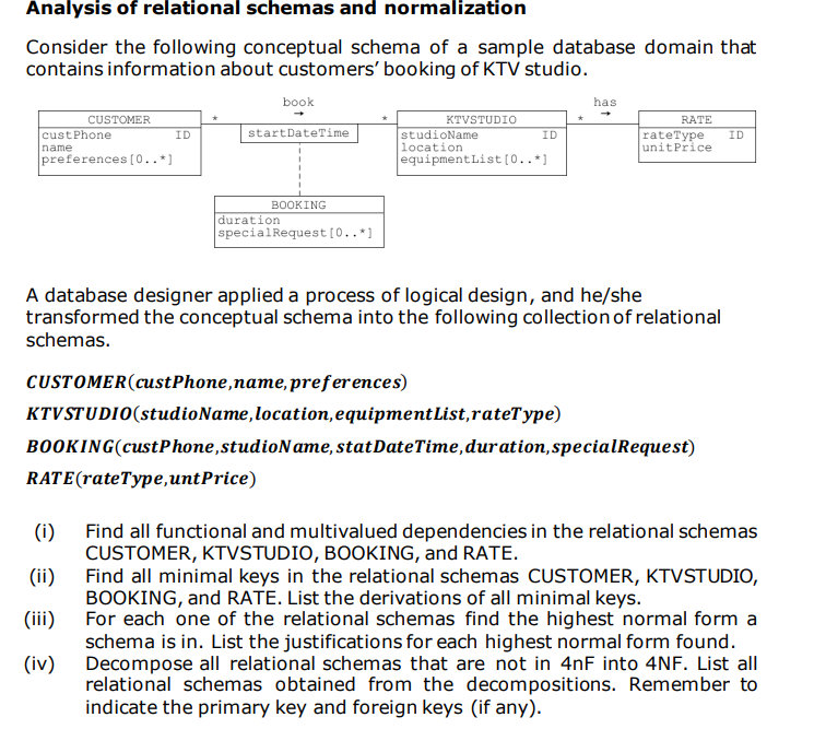 Solved Analysis of relational schemas and normalization | Chegg.com