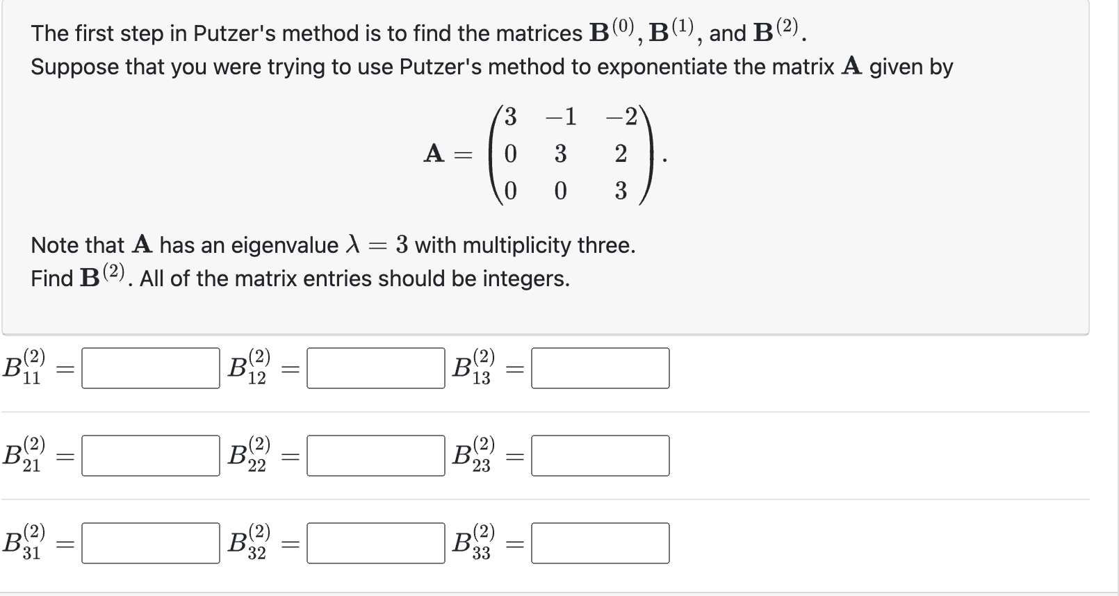 Solved The first step in Putzer's method is to find the | Chegg.com