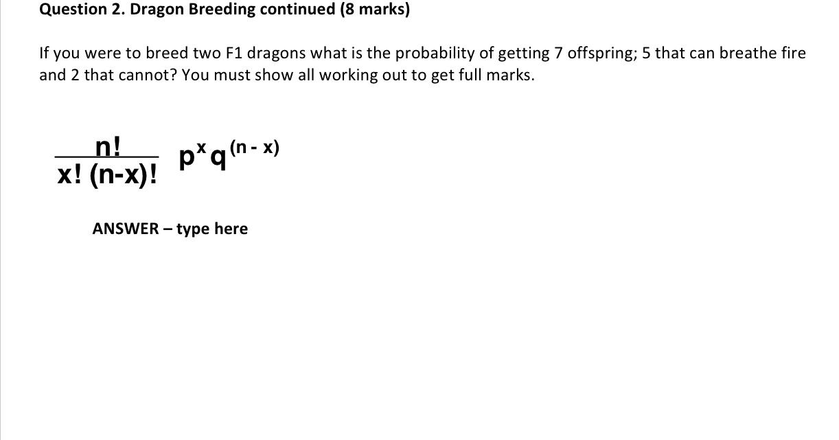 Solved If you were to breed two F1 dragons what is the | Chegg.com