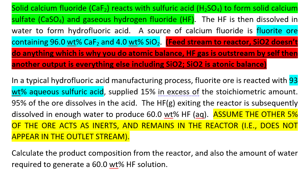 Solved Solid calcium fluoride (CaF2) reacts with sulfuric | Chegg.com